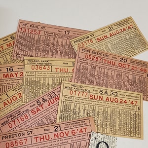 10 1940's Bus Tickets Transfer Passes Mix Sepia Pink Red - Etsy