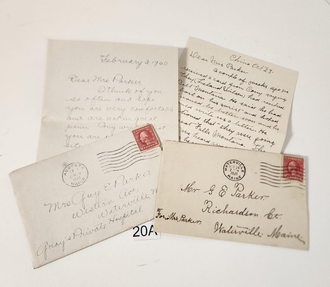 2 Antique Letters With Envelopes 1920s Handwritten Pages Letter Sheets ...