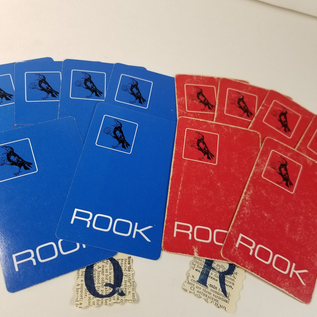 6 Vintage ROOK Game Cards Solid Red or Blue Small Black Crow Vintage ...