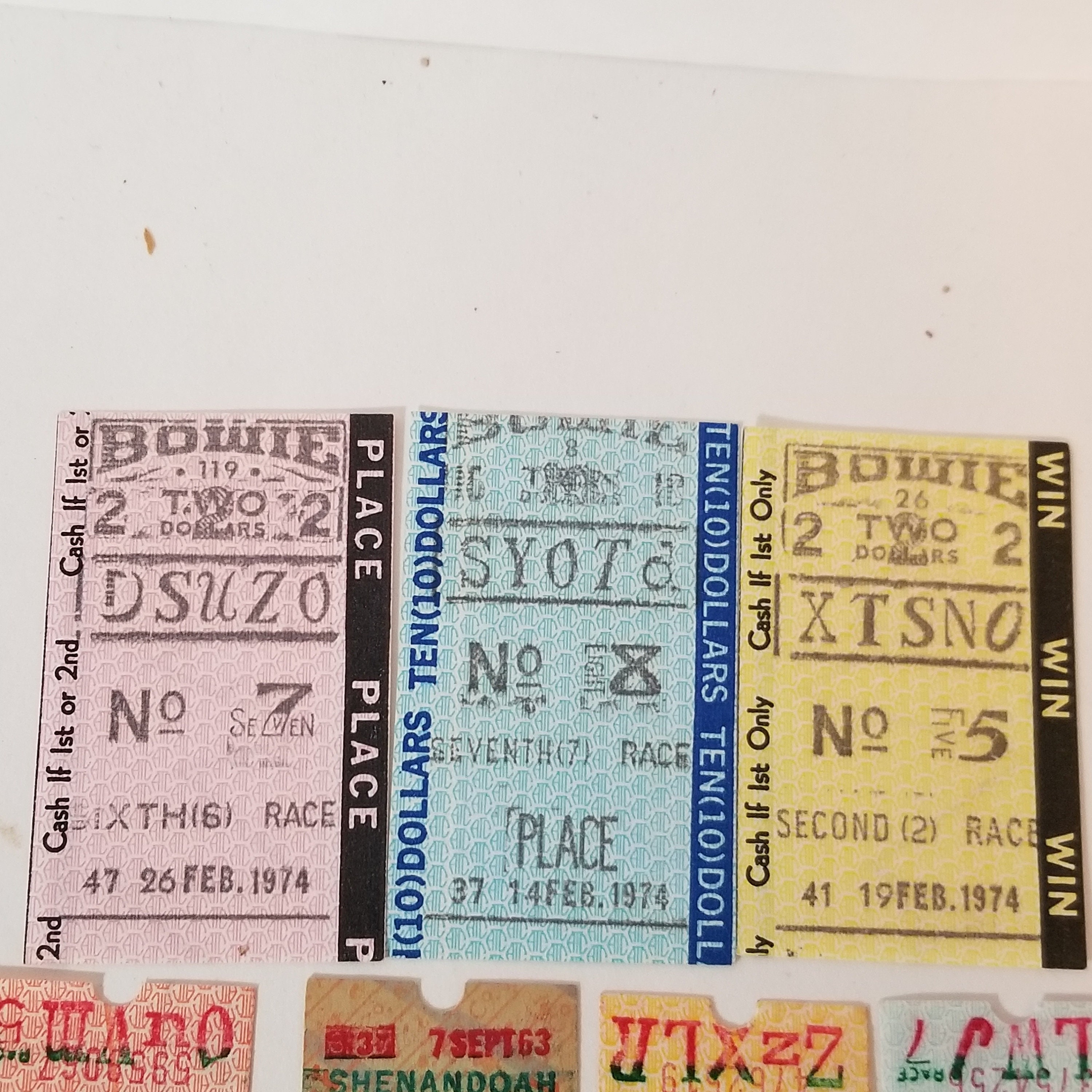7 horse racing ticket betting tote slips colorful lot yellow | Etsy