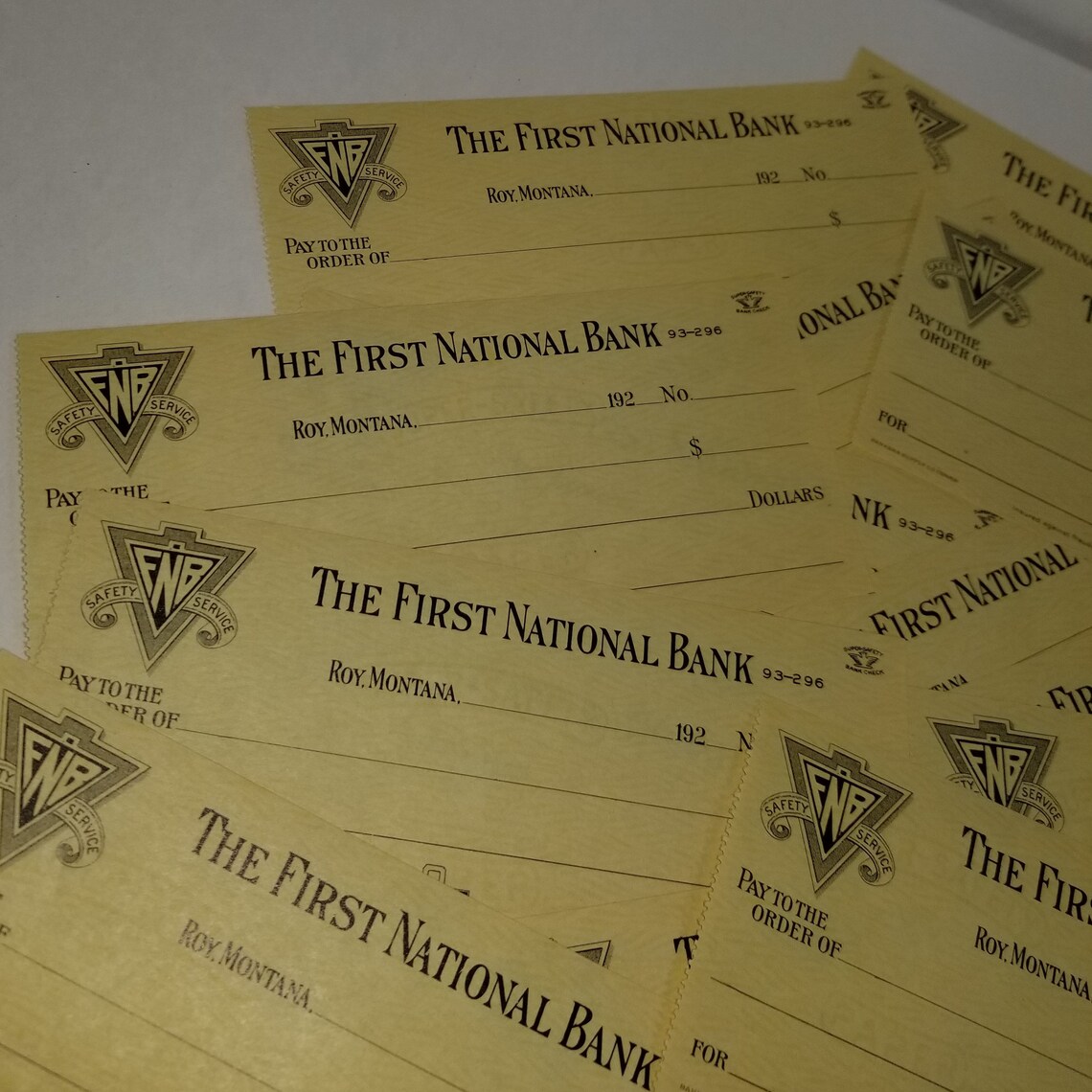 6 1920's Bank Checks the First National Bank Yellow Blank - Etsy