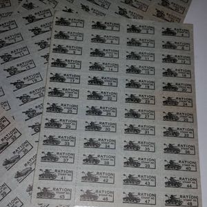 WWII Ration Stamps 3 Full Sheets of 48 Blue Image Page of Tanks Gatlin ...