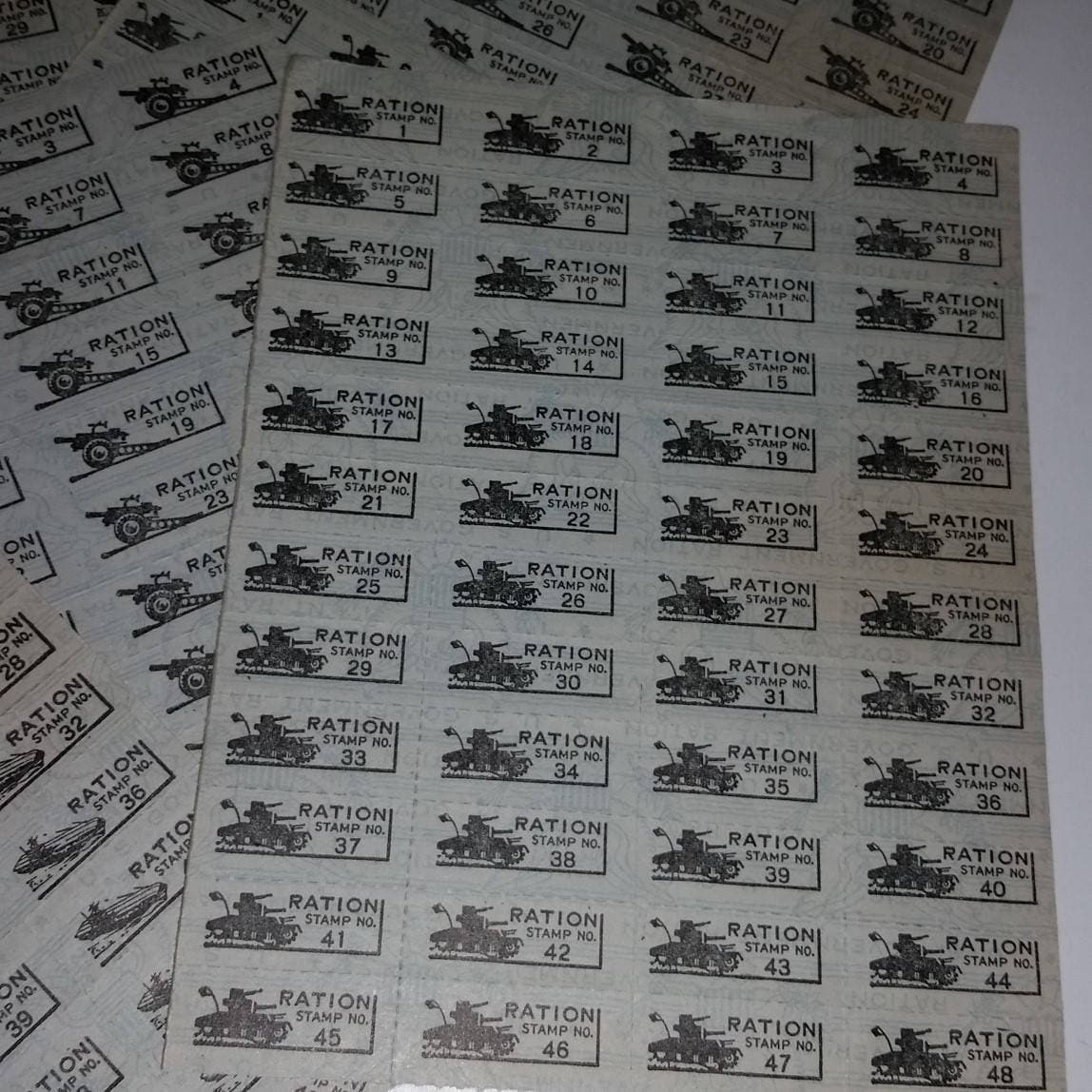 WWII Ration Stamps 3 Full Sheets of 48 Blue Image Page of - Etsy