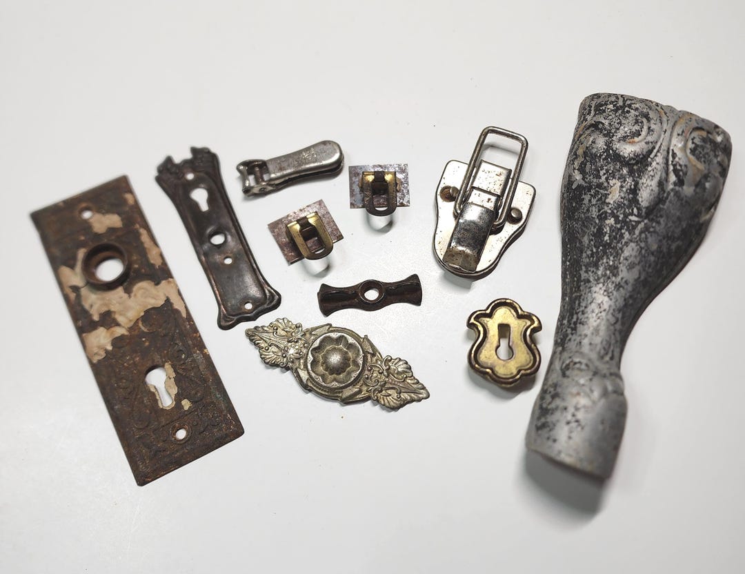 10 Unusual Salvaged Metal Hardware Pieces Ornate Antique Hardware Bits ...