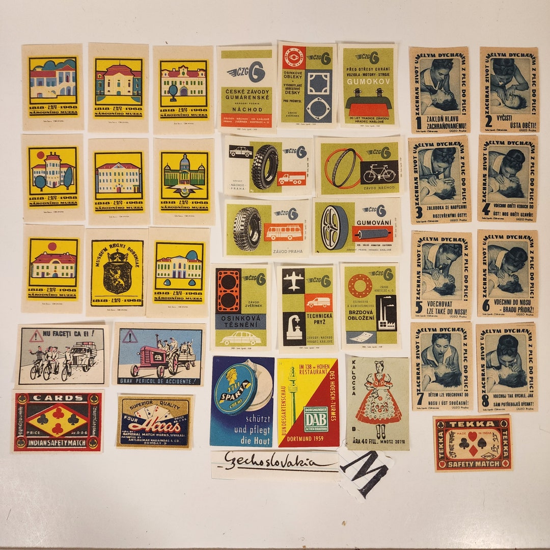 35 Vintage Matchbox Labels 1960s Advertising Paper Matchbox Covers ...
