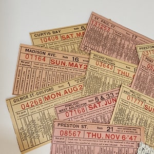 10 1940's Bus Tickets Transfer Passes Mix Sepia Pink Red - Etsy