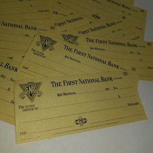6 1920's Bank Checks the First National Bank Yellow Blank Check Antique ...