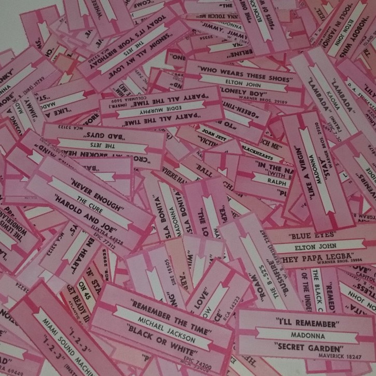 12-25-50 Pink Jukebox Title Strips Pink Labels Ephemera | Etsy