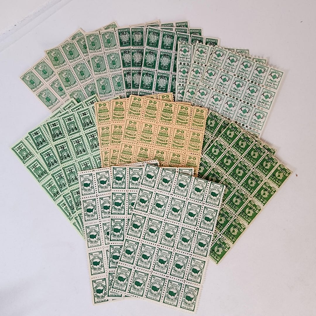 CHOICE 75 Green Savings Stamps 3 Sheets World DD Thrifty Green Cash ...