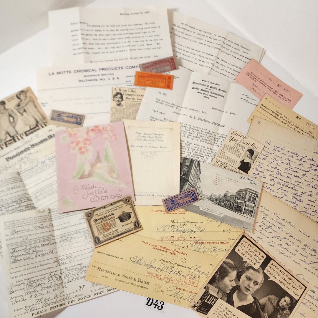 1930s Junk Journal Paper Pack 25 Pc Paper Ephemera Lot Postcards ...