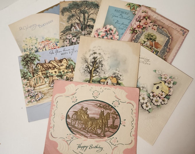 8 Vintage Greeting Cards 1930's Signed Greeting Cards Birthday Cards ...