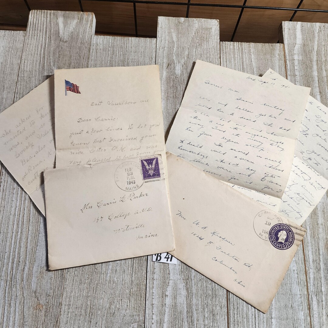 2) 1940s Letters With 4 Handwritten Pages and Stamped Envelopes Vintage ...