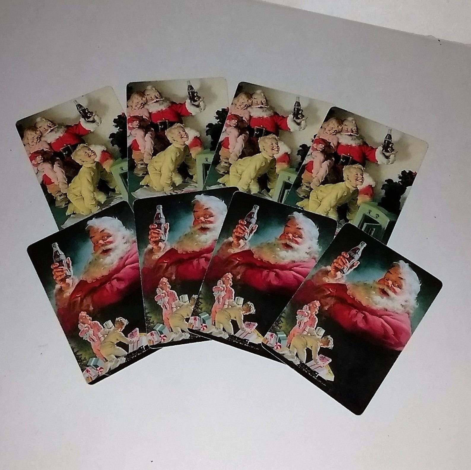 8 Coke Santa Claus Playing Cards Illustrated 2 Designs Coca | Etsy