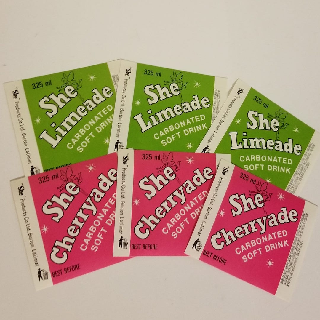 CHOICE 6 Vintage Soda Bottle Labels Soft Drink Pink Green Color Lime ...