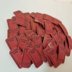 35 Vintage Red Tickets 5 Cent Carnival Amusements Vintage Paper Art ...