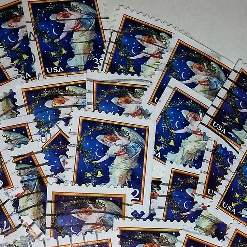 50 - 100 Christmas Angel Stamps 32 Cent USA Postage White Blue Used ...