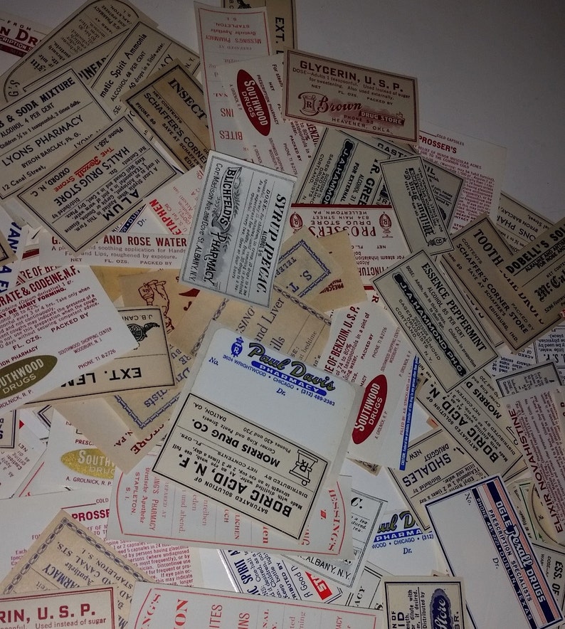 12 Pharmacy Drug Store Medicine Bottle Labels Random Pick 12 - Etsy