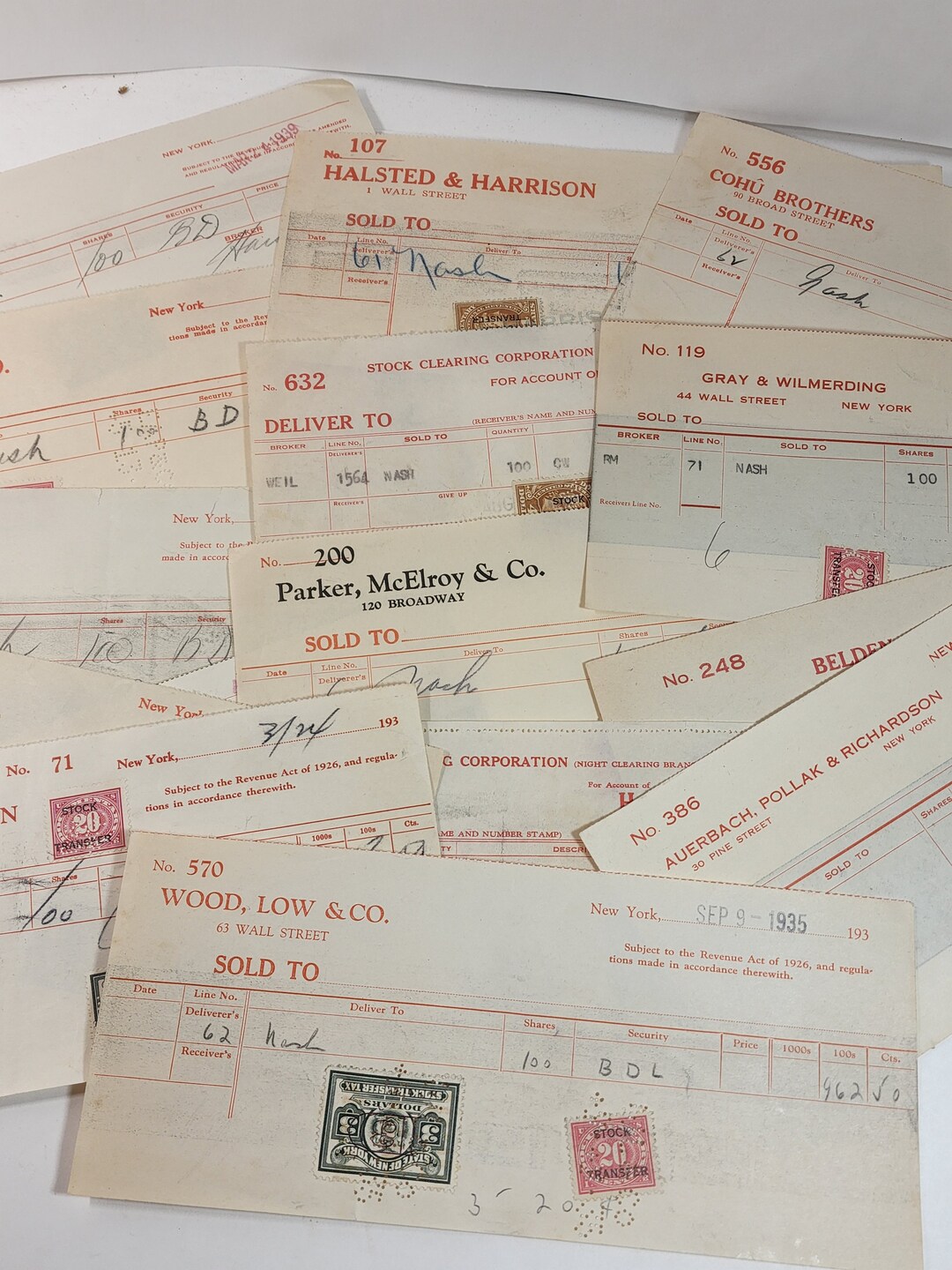 4 Rare Antique Forms 1920's 1930s Stamped Stock Transfer - Etsy