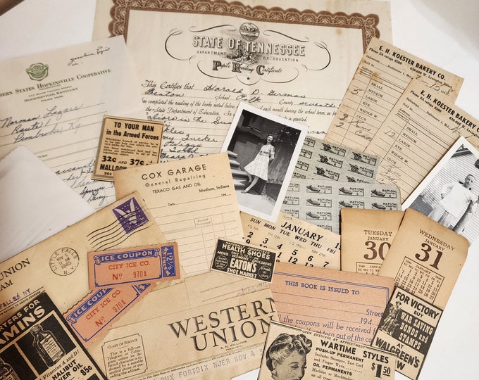 1940s Junk Journal Paper Pack 20 Pc Paper Ephemera Lot Ration Stamps ...