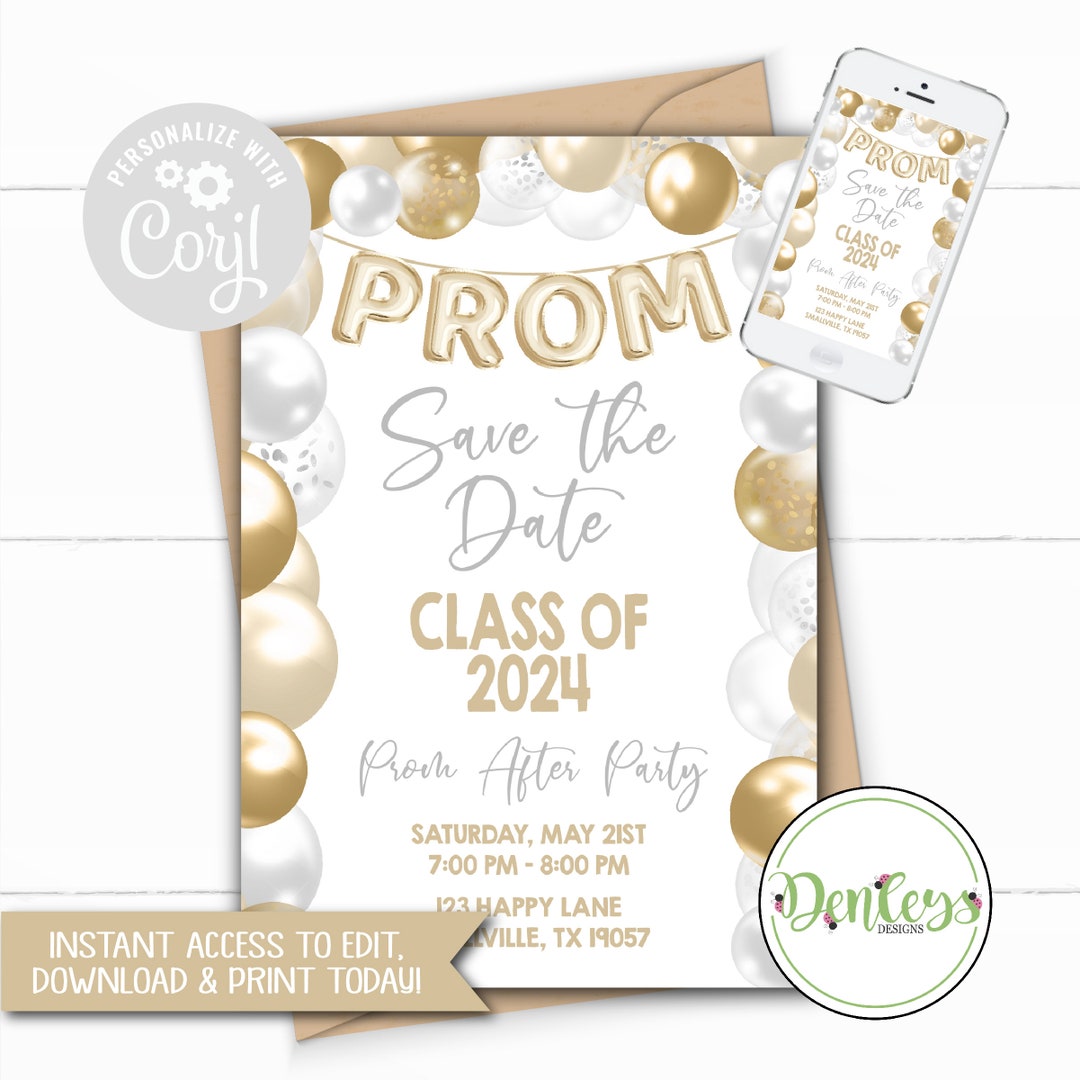 Prom Party Invitation Prom Pre-party Gold Prom After Party High School ...