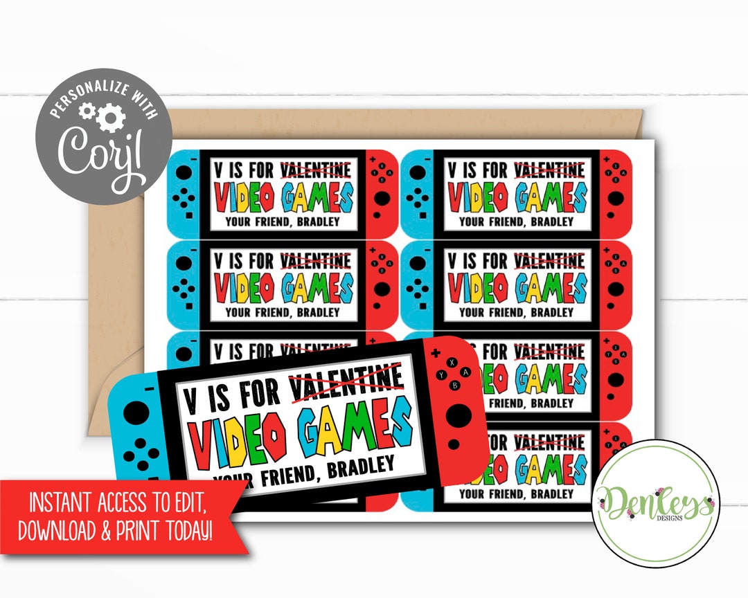 Valentine Video Game Tags Valentine Corjl Tags Video Game Valentines ...