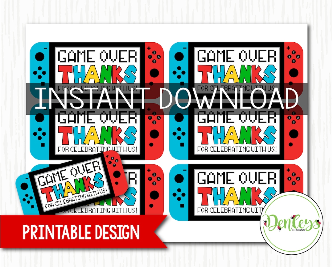 INSTANT DOWNLOAD: Video Game Thank You Tags, Video Game Party Tags ...