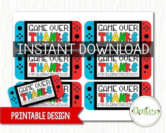 INSTANT DOWNLOAD: Video Game Thank You Tags Video Game Party - Etsy