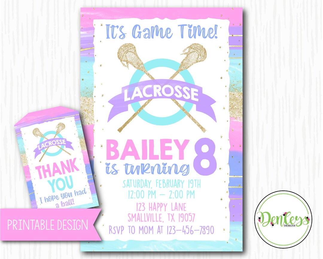 Lacrosse Invitation, Pink Lacrosse Theme, Girl Lacrosse Party, Lacrosse ...