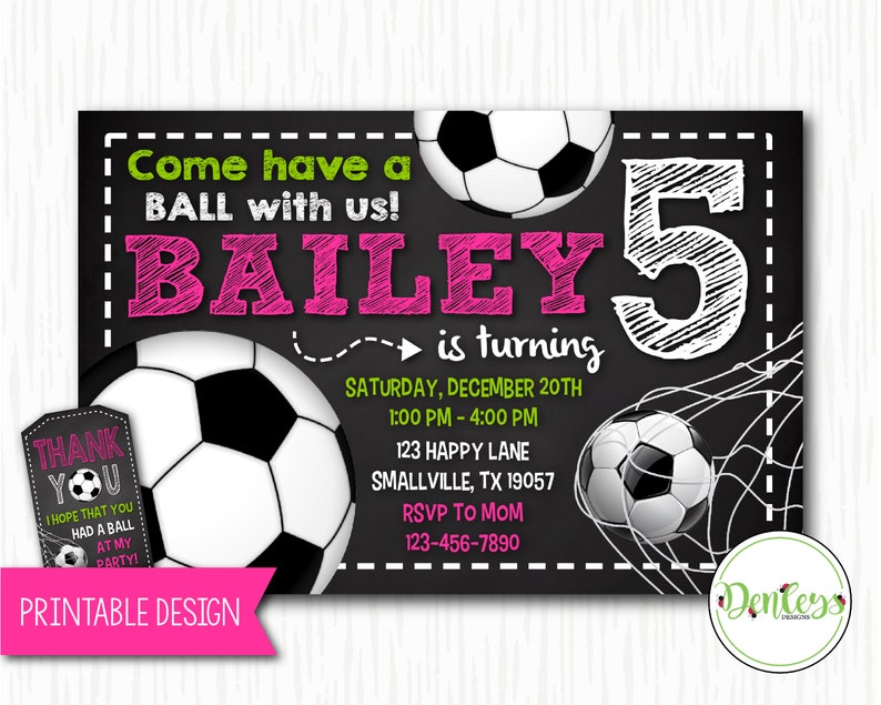Soccer Birthday Invitation Pink Soccer Theme Soccer Favors - Etsy