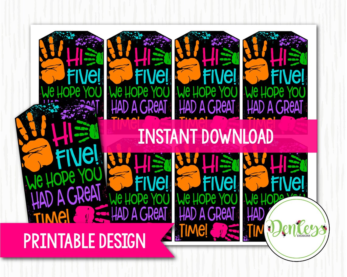 INSTANT DOWNLOAD: Hi Five Favor Tags Fifth 5th Birthday - Etsy