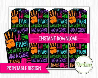 INSTANT DOWNLOAD: Hi Five Favor Tags, Fifth, 5th Birthday Favors, High ...