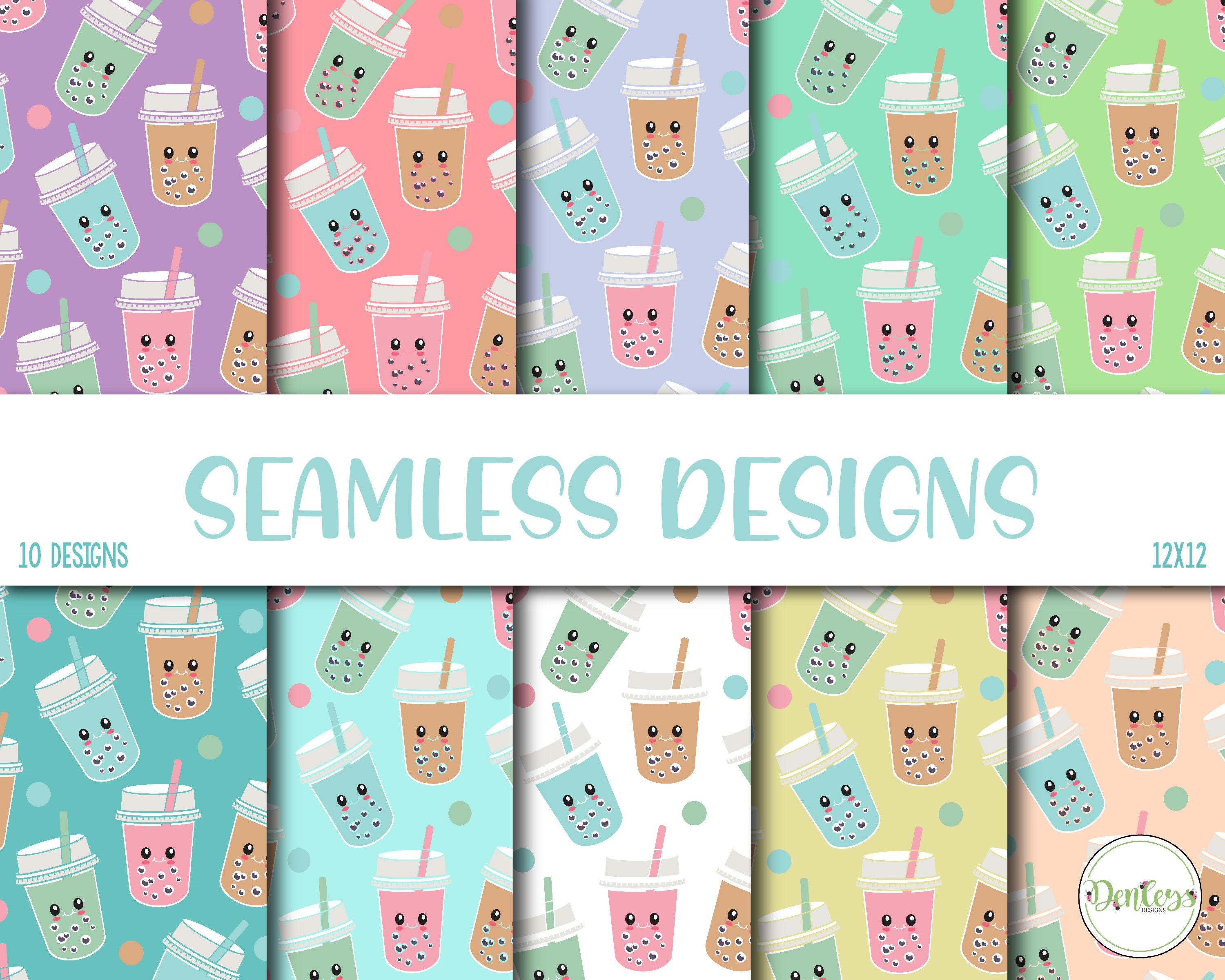 INSTANT DOWNLOAD: Seamless Boba Tea Print, Digital Paper, 12x12 ...