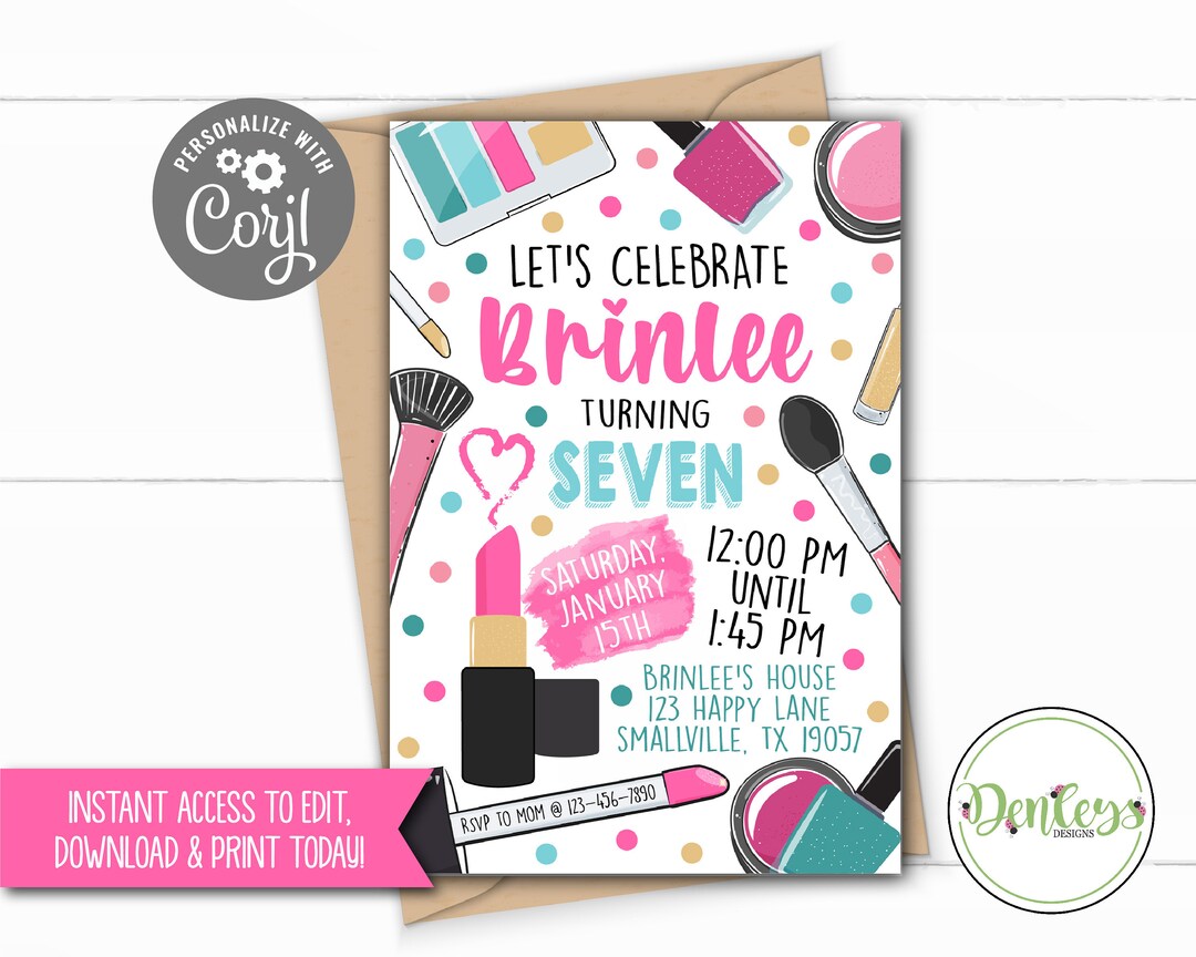 Make up Invitation, Make up Party, Makeup, Makeup Invitation, Blush ...