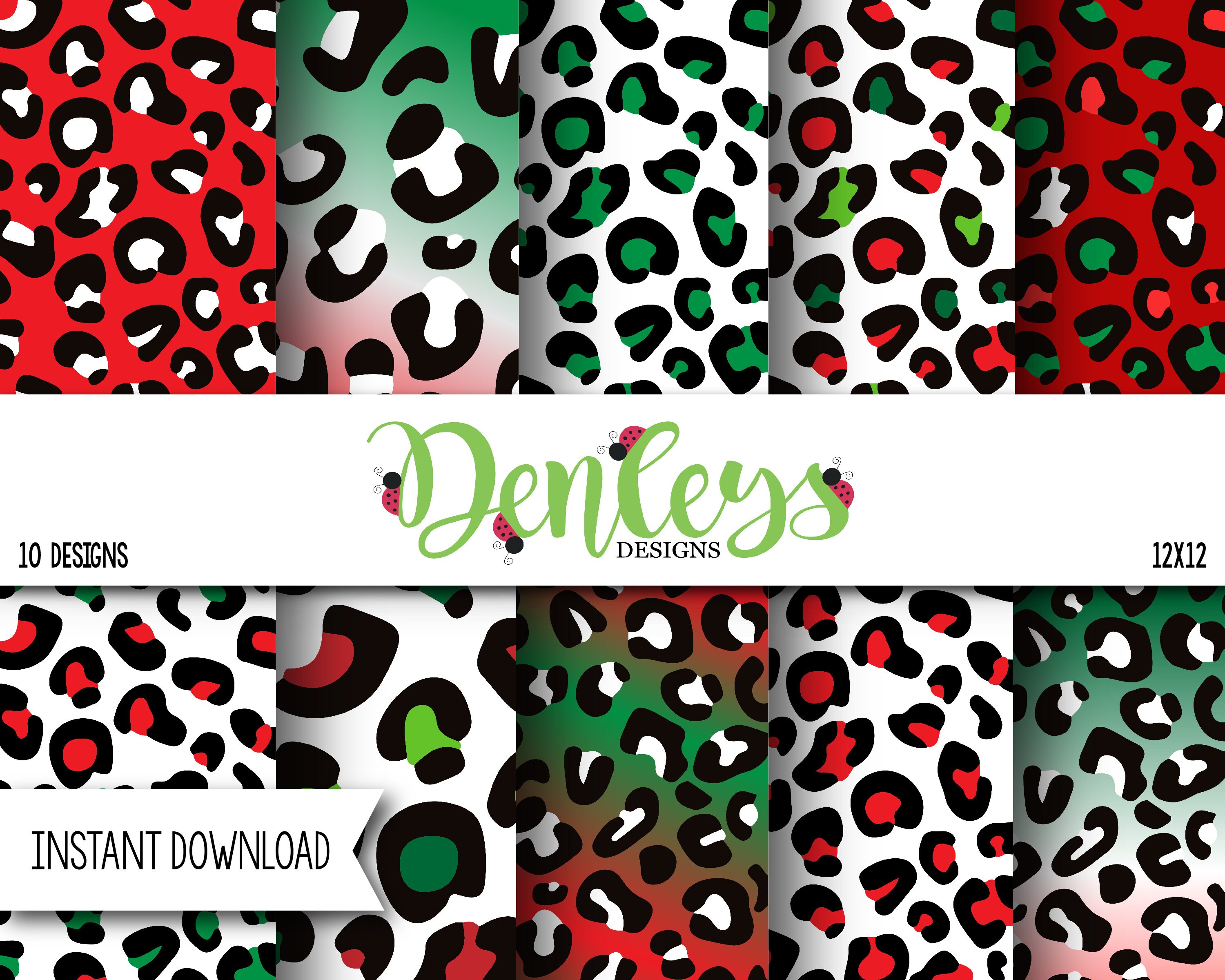 INSTANT DOWNLOAD: Christmas Leopard Print Digital Paper - Etsy