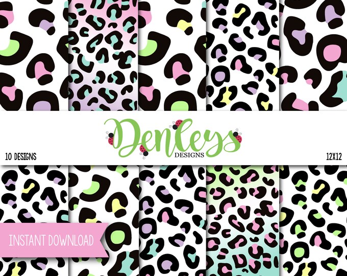 INSTANT DOWNLOAD Leopard Print Digital Paper Scrapbook Paper 12x12 ...