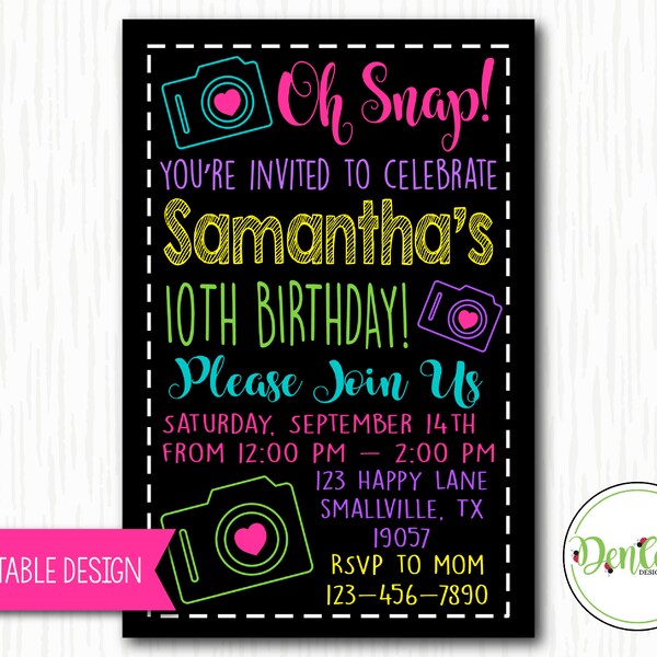 Camera Invitation - Etsy