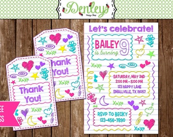 Doodle Invitation - Etsy