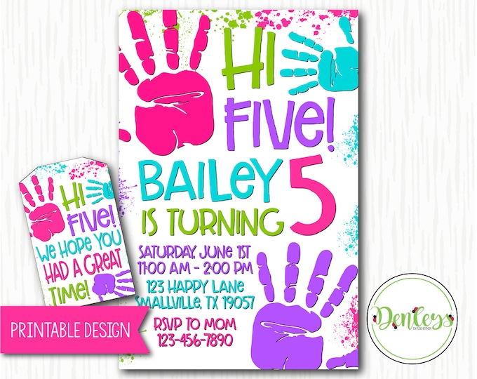 Hi Five, High Five, Birthday Invitation, High Five, Fifth, 5th, Five ...