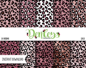 INSTANT DOWNLOAD Leopard Print Digital Paper Scrapbook Paper 12x12 ...