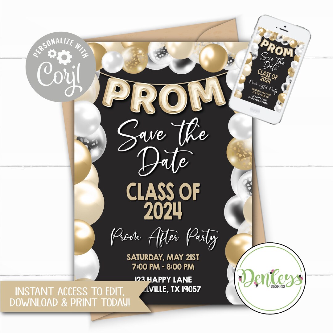 Prom Party Invitation Prom Pre-party Gold Prom After Party High School ...