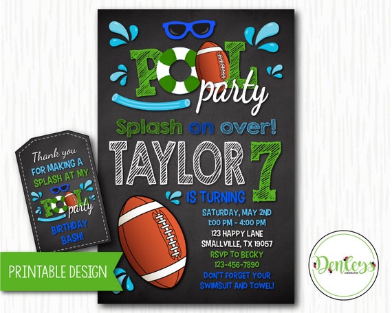 Football Pool Party Invitation Sports Party Football | Etsy