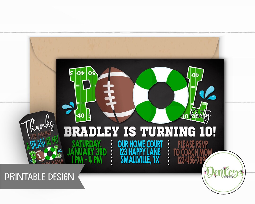 Football Pool Party Invitation Sports Party Football - Etsy