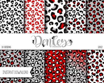 INSTANT DOWNLOAD Leopard Print Digital Paper Scrapbook Paper 12x12 ...
