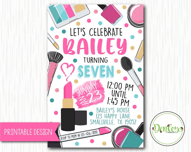Make up Invitation Make up Party Makeup Makeup Invitation - Etsy