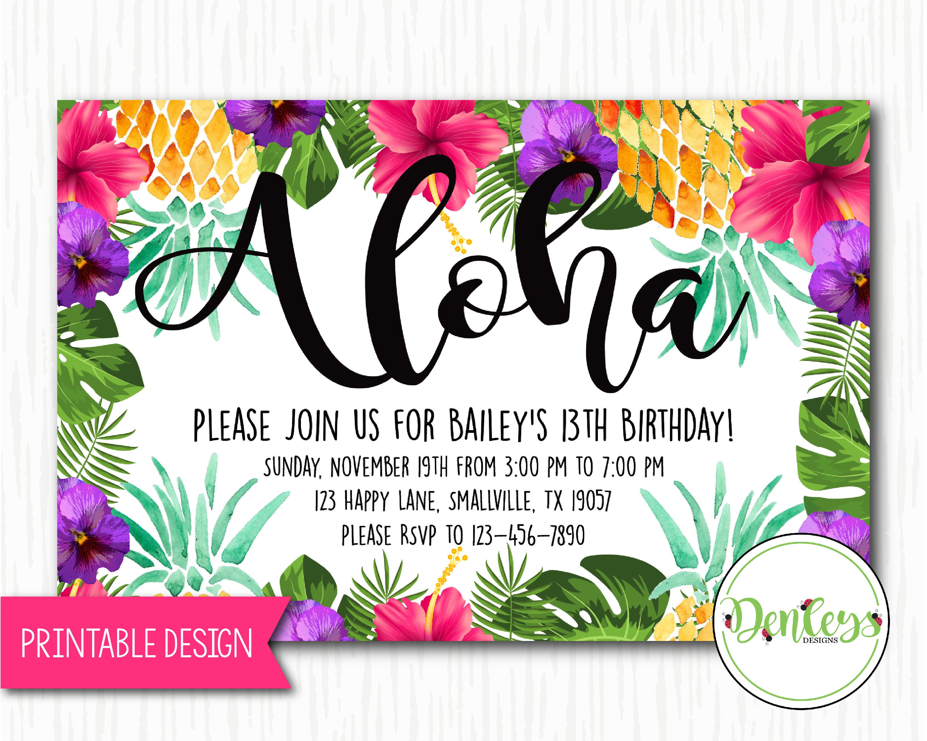 Hawaiian Invitation Card