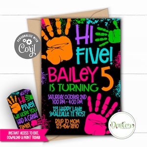 Hi Five Invitation High Five Corjl Invitation High Five Fifth Birthday ...