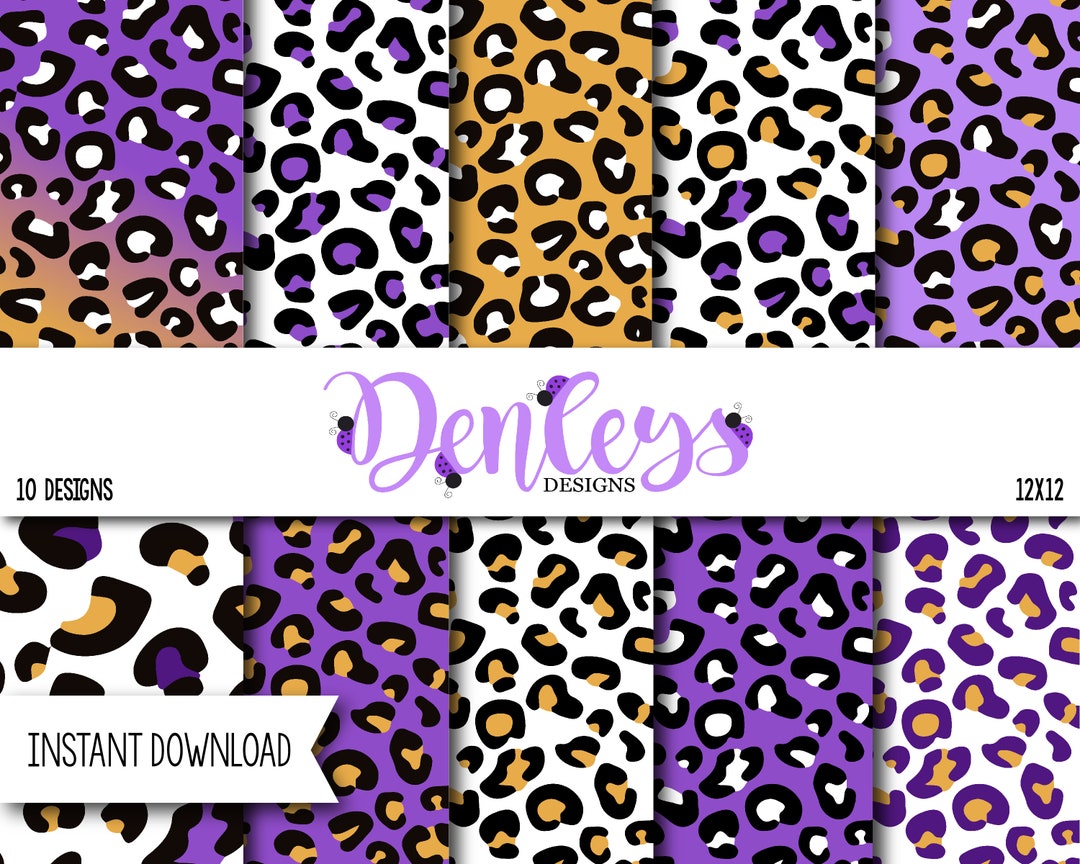 INSTANT DOWNLOAD: Purple and Gold Leopard Print, Digital Paper, 12x12 ...