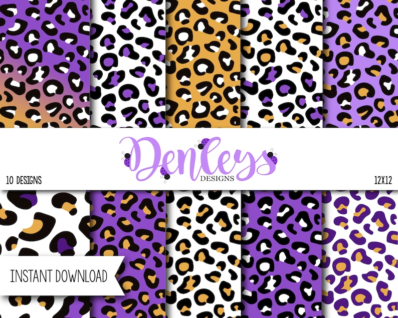 INSTANT DOWNLOAD: Purple and Gold Leopard Print Digital - Etsy