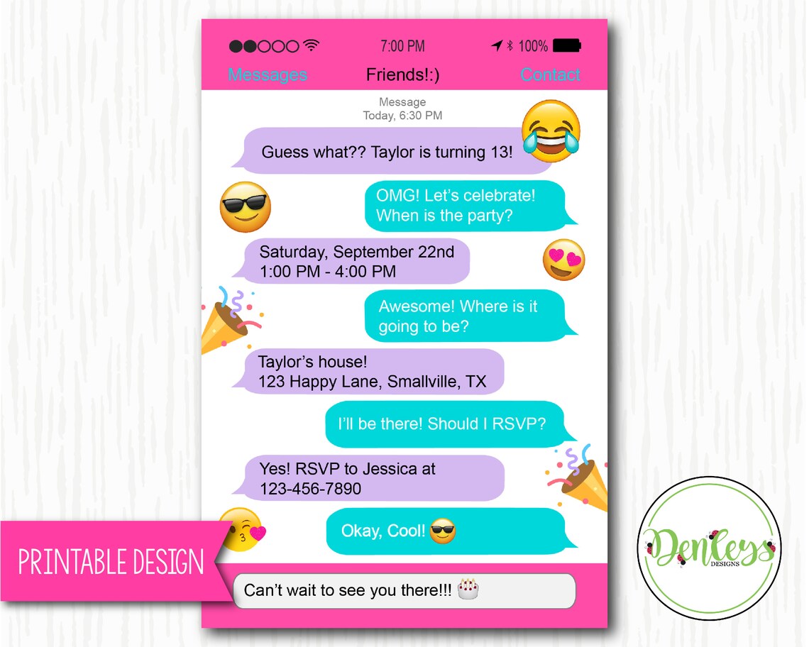 Texting Invitation Phone Invitation Social Media Invitation | Etsy