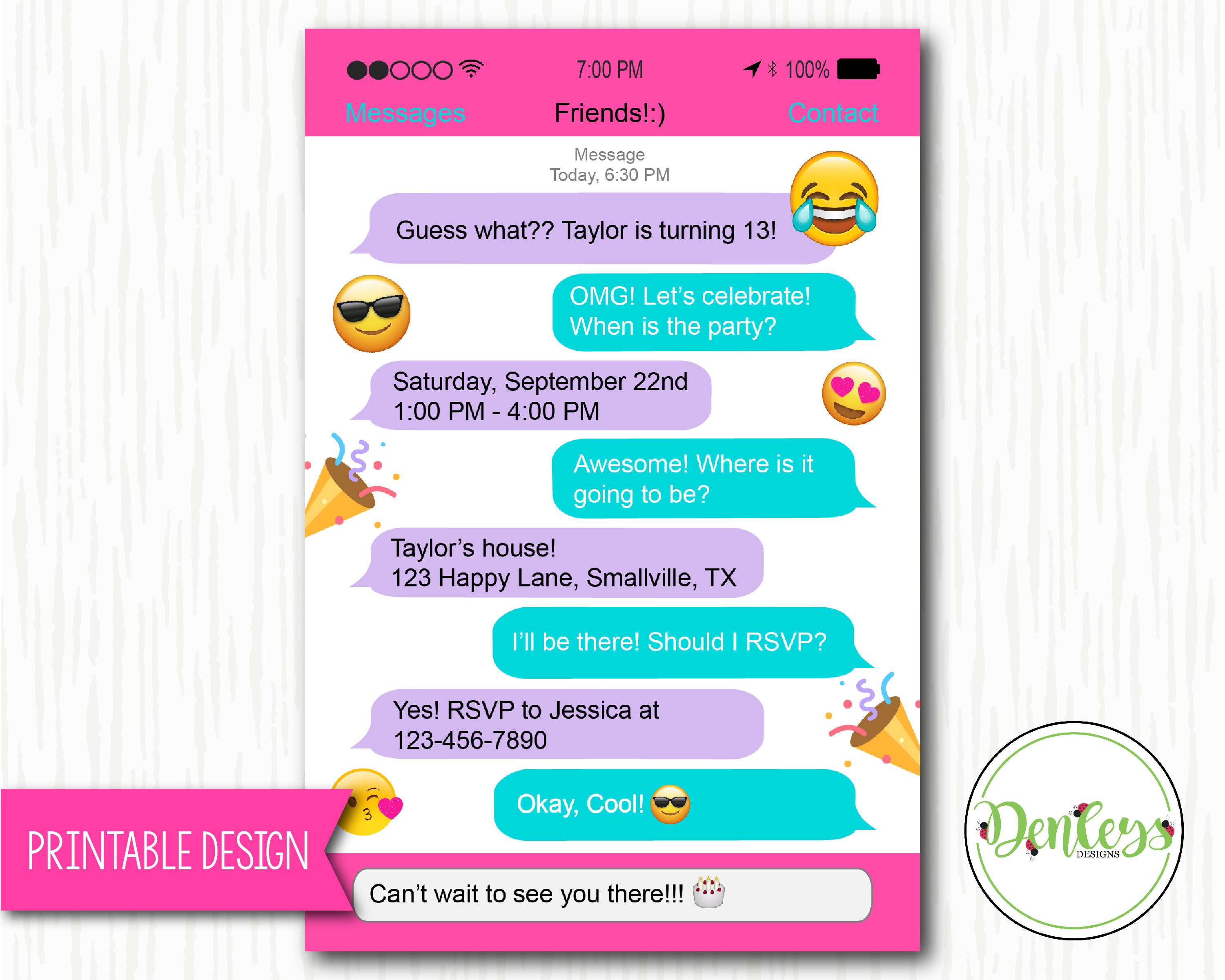 Texting Invitation Phone Invitation Social Media Invitation | Etsy